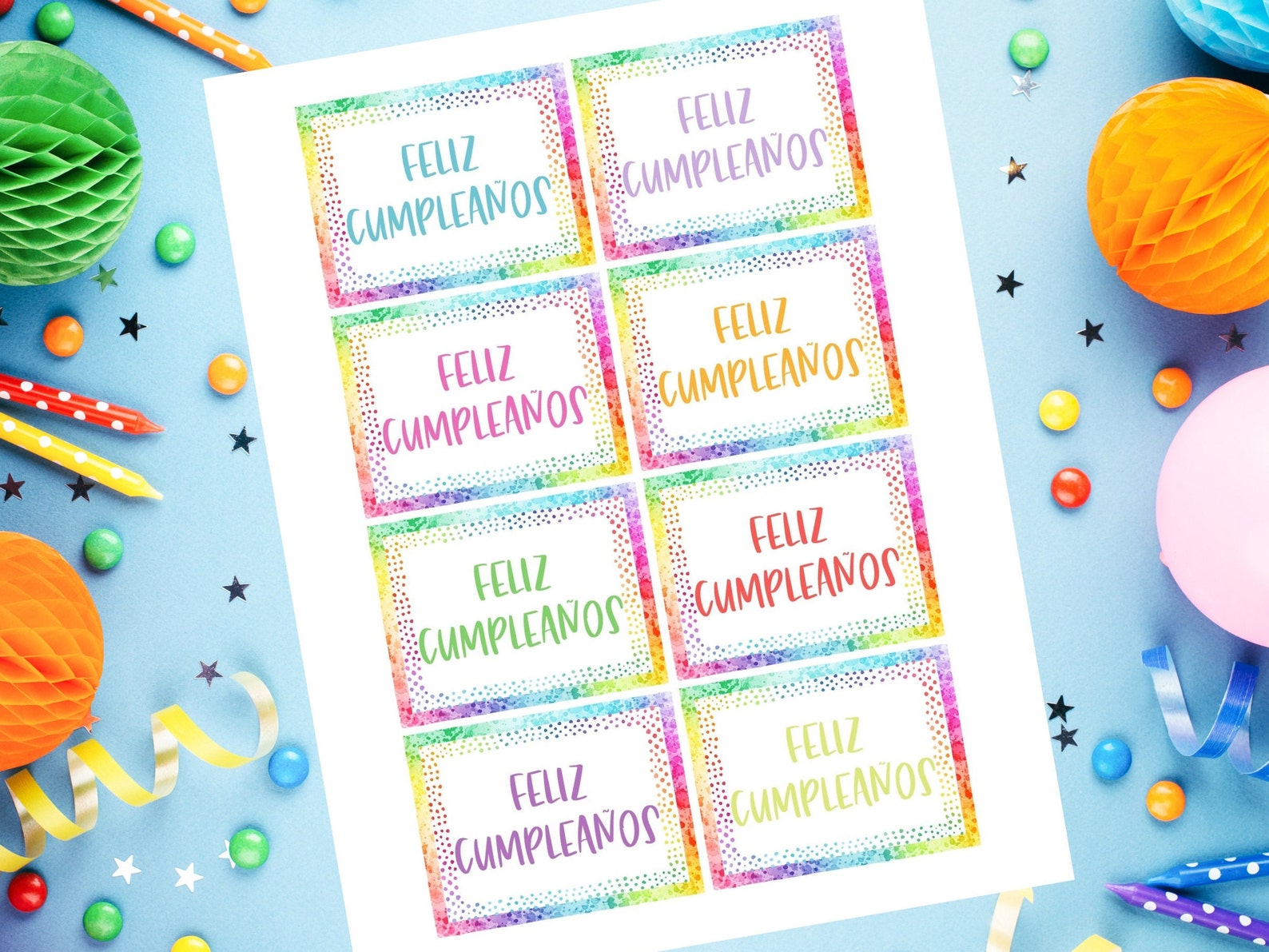 FELIZ CUMPLEAÑOS. Spanish Birthday Tags. Printable Spanish Birthday ...