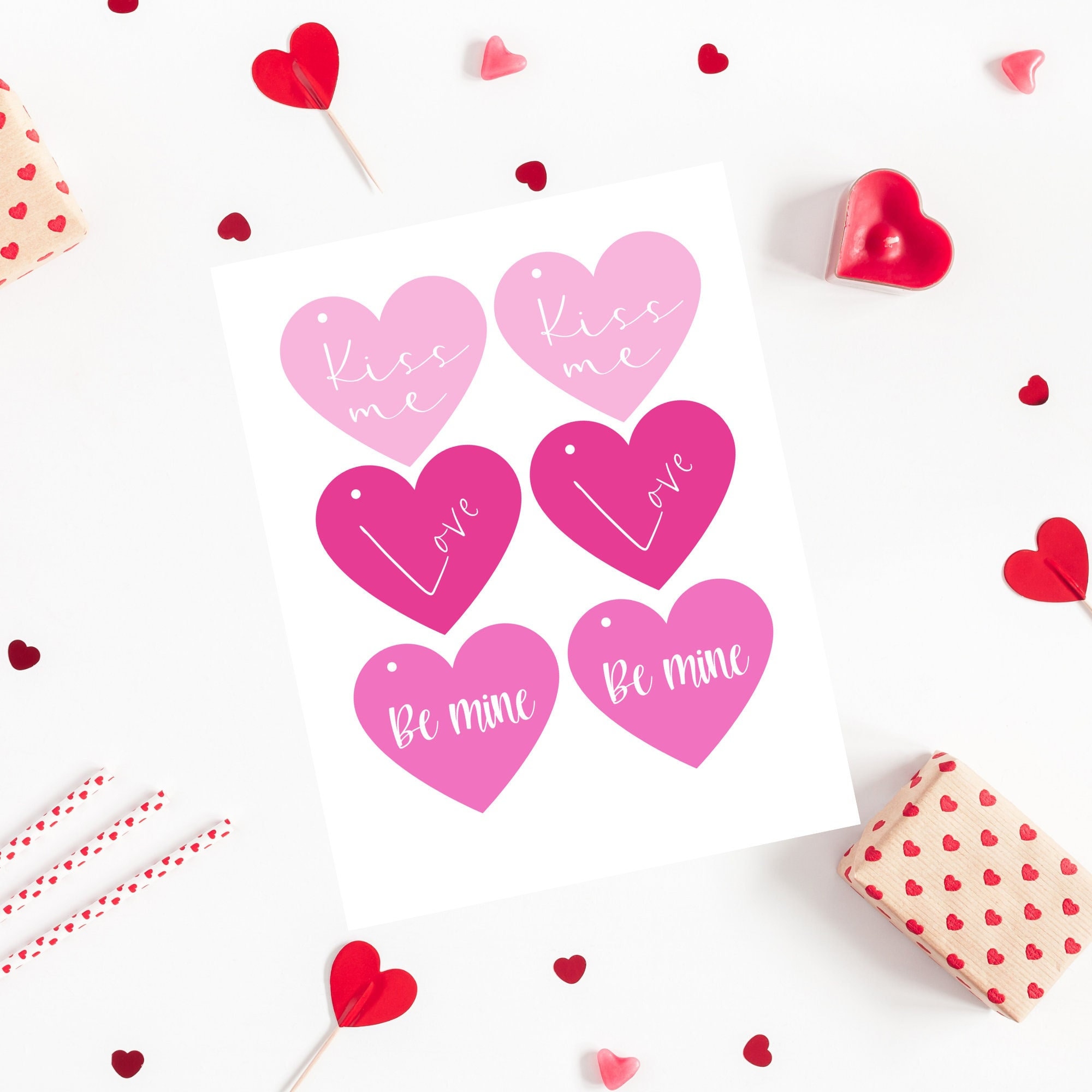 Printable Valentine Tags. Valentine Heart Gift Tags. Printable Heart ...