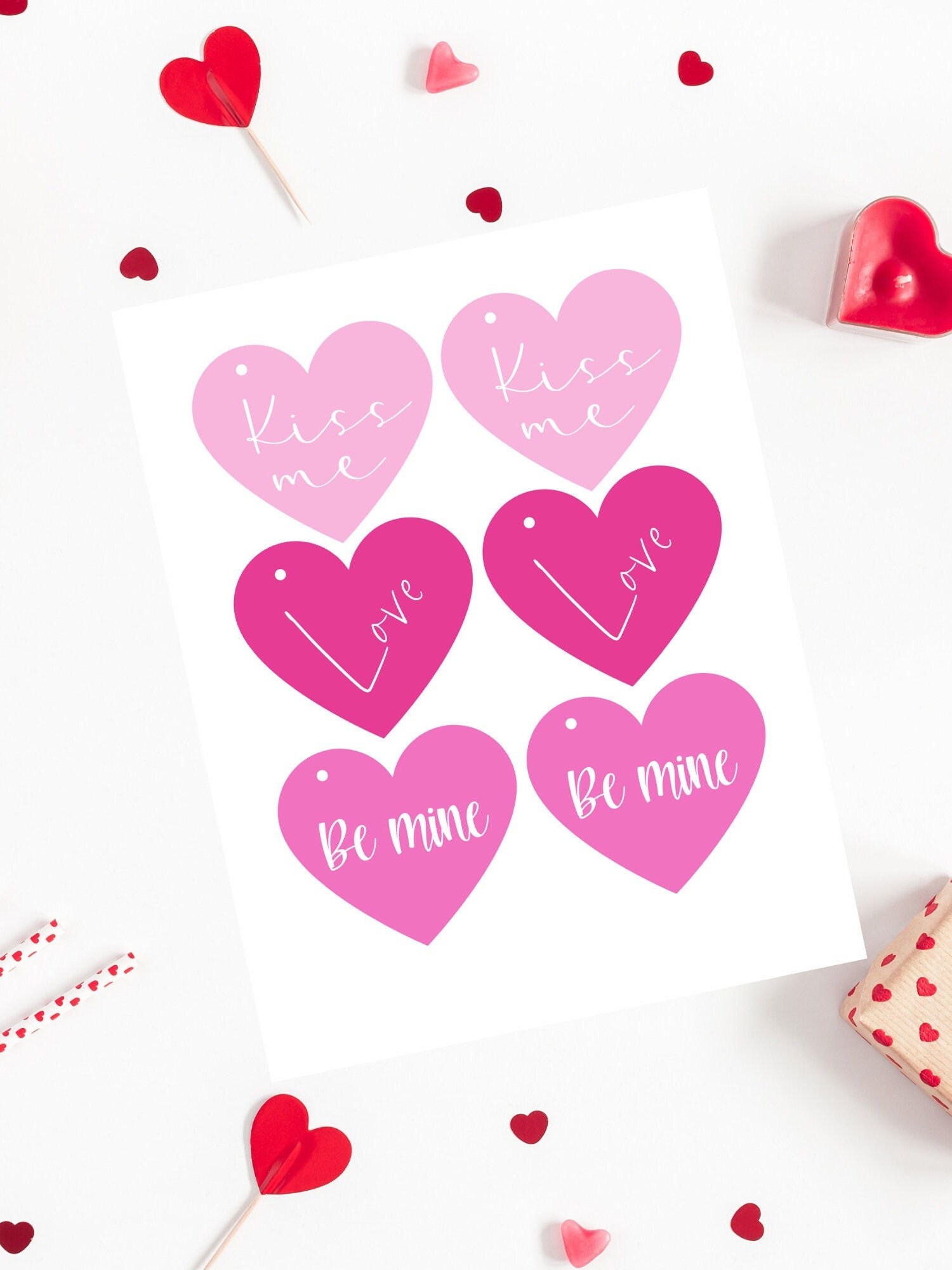 Printable Valentine Tags. Valentine Heart Gift Tags. Printable Heart ...