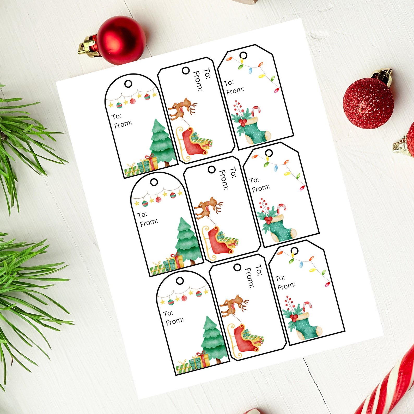 Printable Christmas Tags. Printable Watercolor Christmas Tags ...