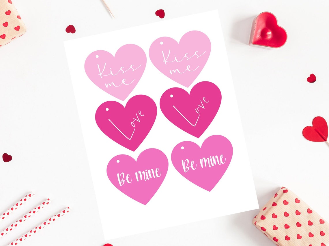 Printable Valentine Tags. Valentine Heart Gift Tags. Printable Heart ...