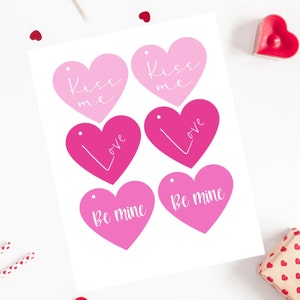 Printable Valentine Tags. Valentine Heart Gift Tags. Printable Heart ...