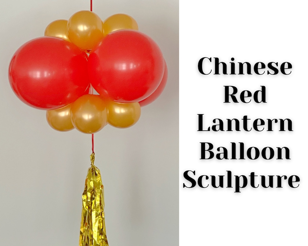 DIY Large Traditional Chinese Red Gold Lantern Balloon Sculpture ...