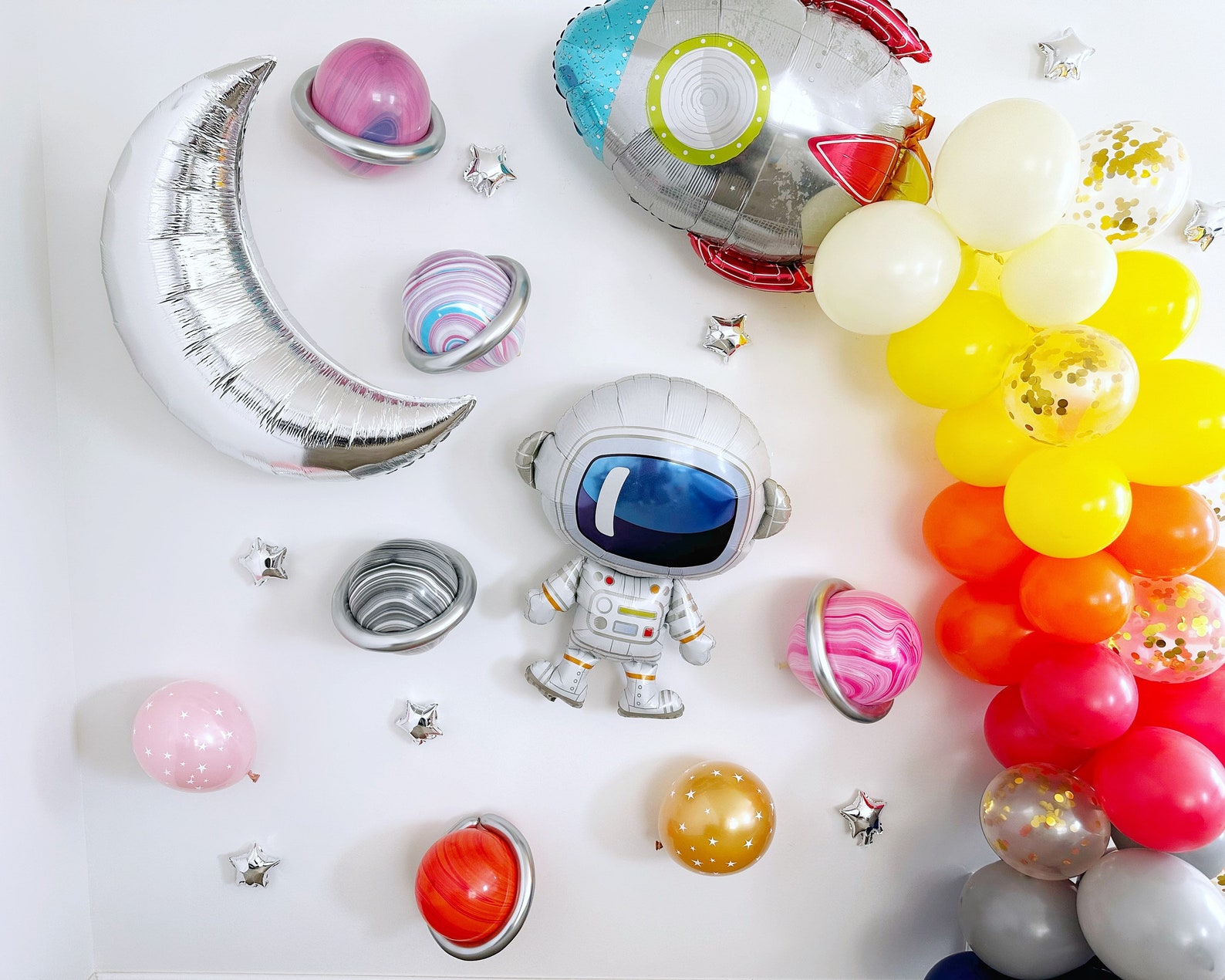 Two the Moon Rocket Ship Balloon Garland Kit, Outer Space Birthday ...