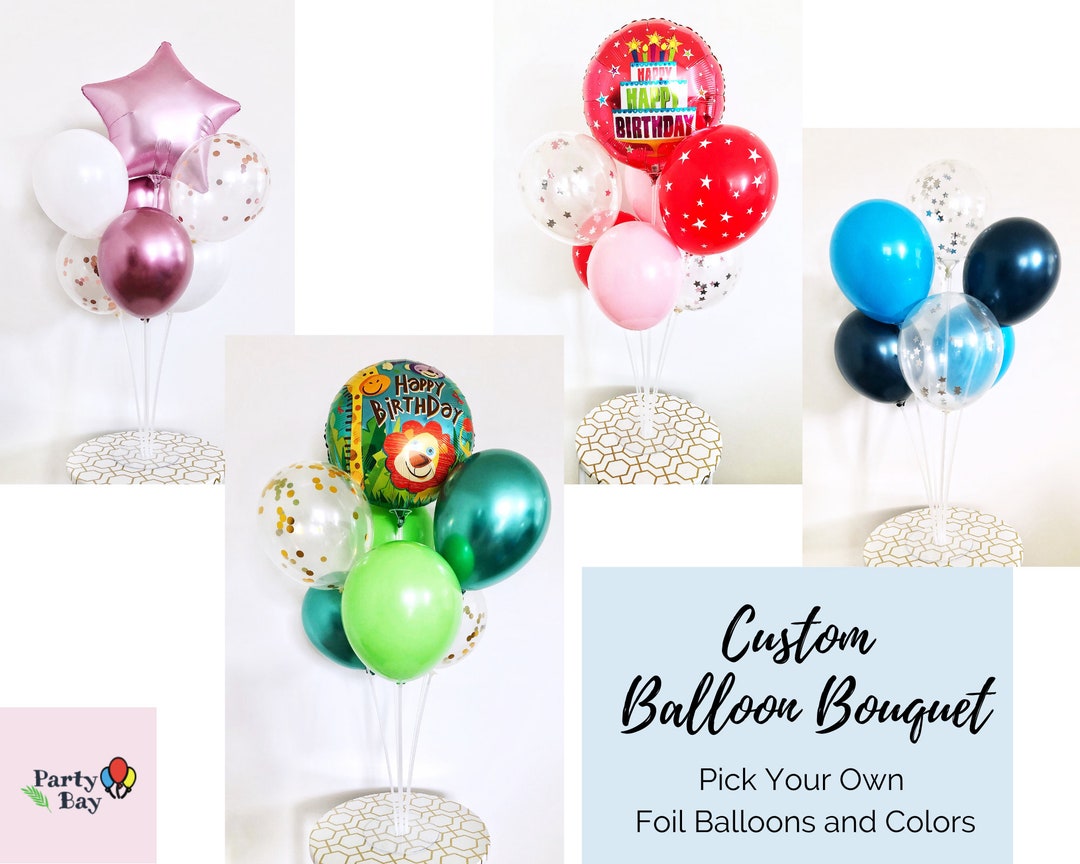 Pick Your Own Colors Birthday Balloon Bouquet Set W/ Balloon Stand, DIY ...