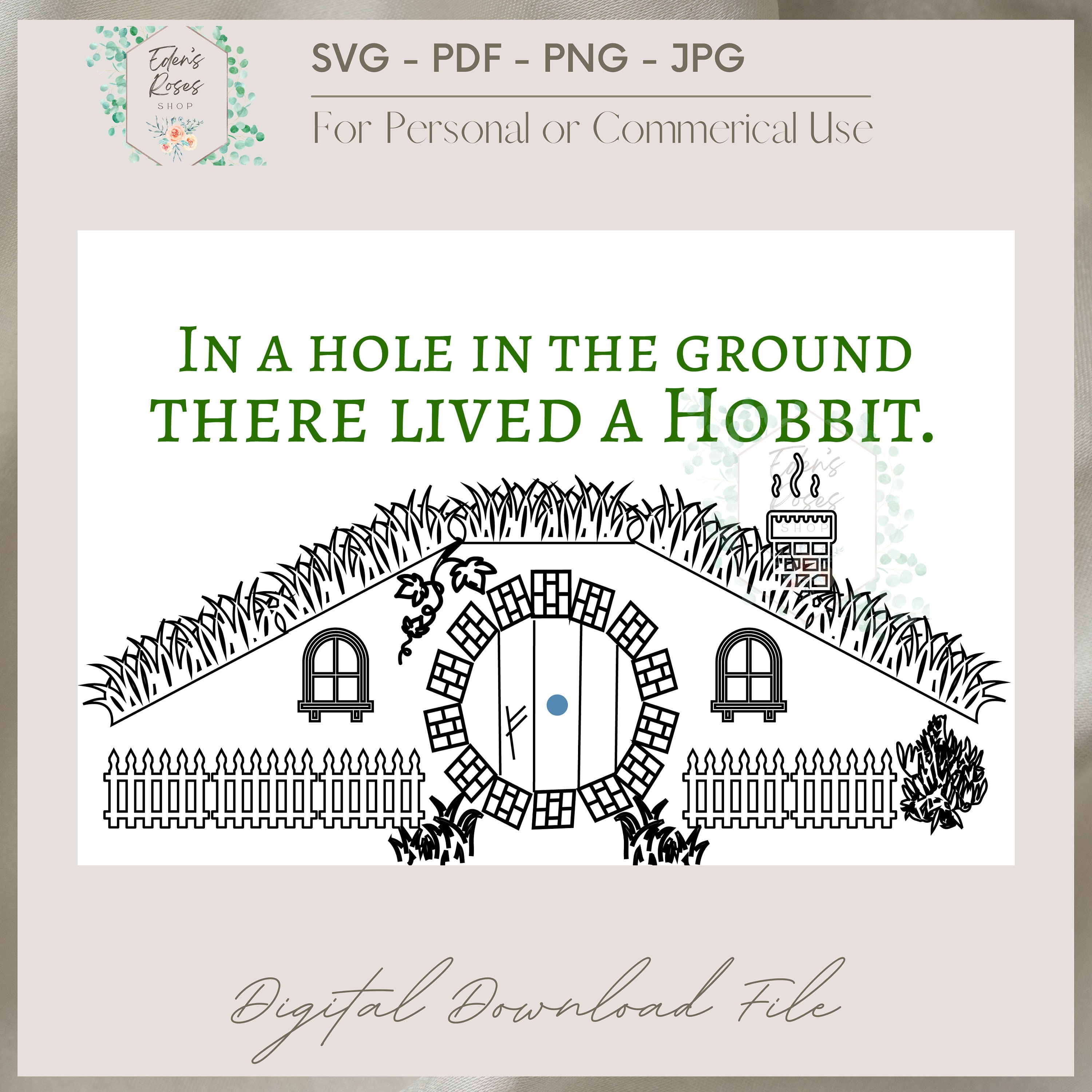 Hobbit Hole Digital Download SVG PNG Jpeg Glowforge | Etsy