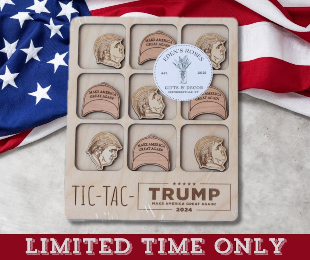 Tic Tac Trump | Donald Trump | Board Game | Wooden Laser Cut | Busy Bag ...
