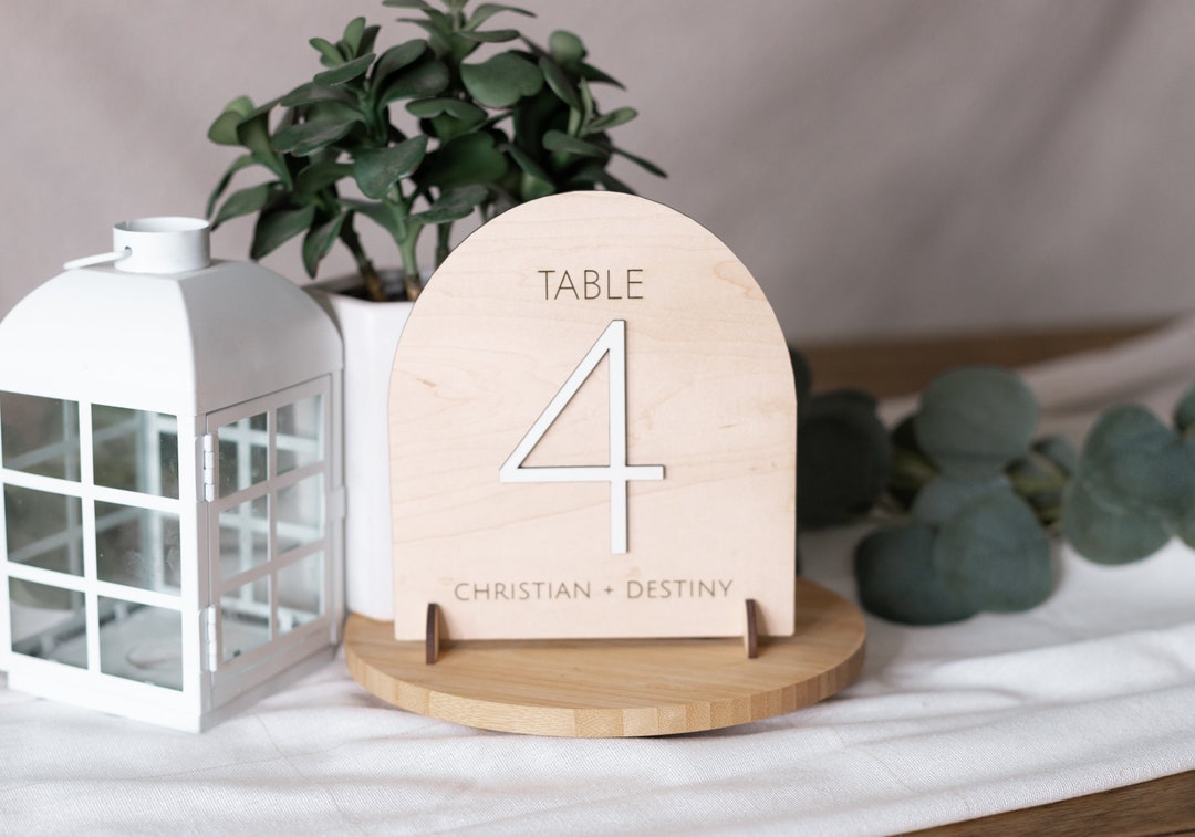 Wooden Arch Wedding Table Number Engraved Table Number Modern and ...