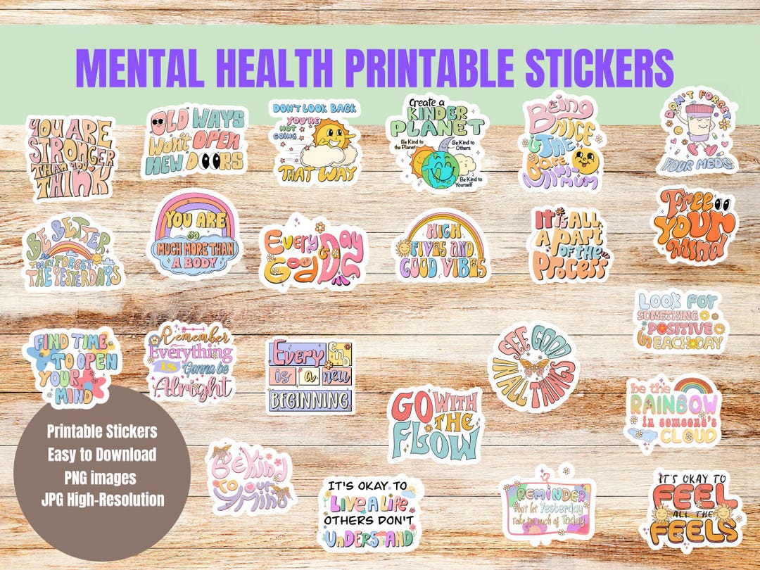 Positive Affirmation Stickers, Mental Health Printable Stickers, Happy ...