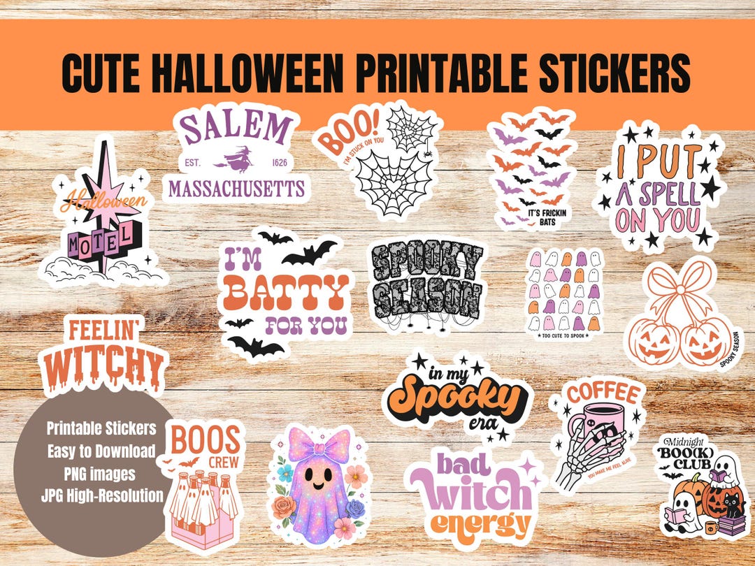 Cute Printable Halloween Stickers | Kawaii Spooky Stickers for Planners ...