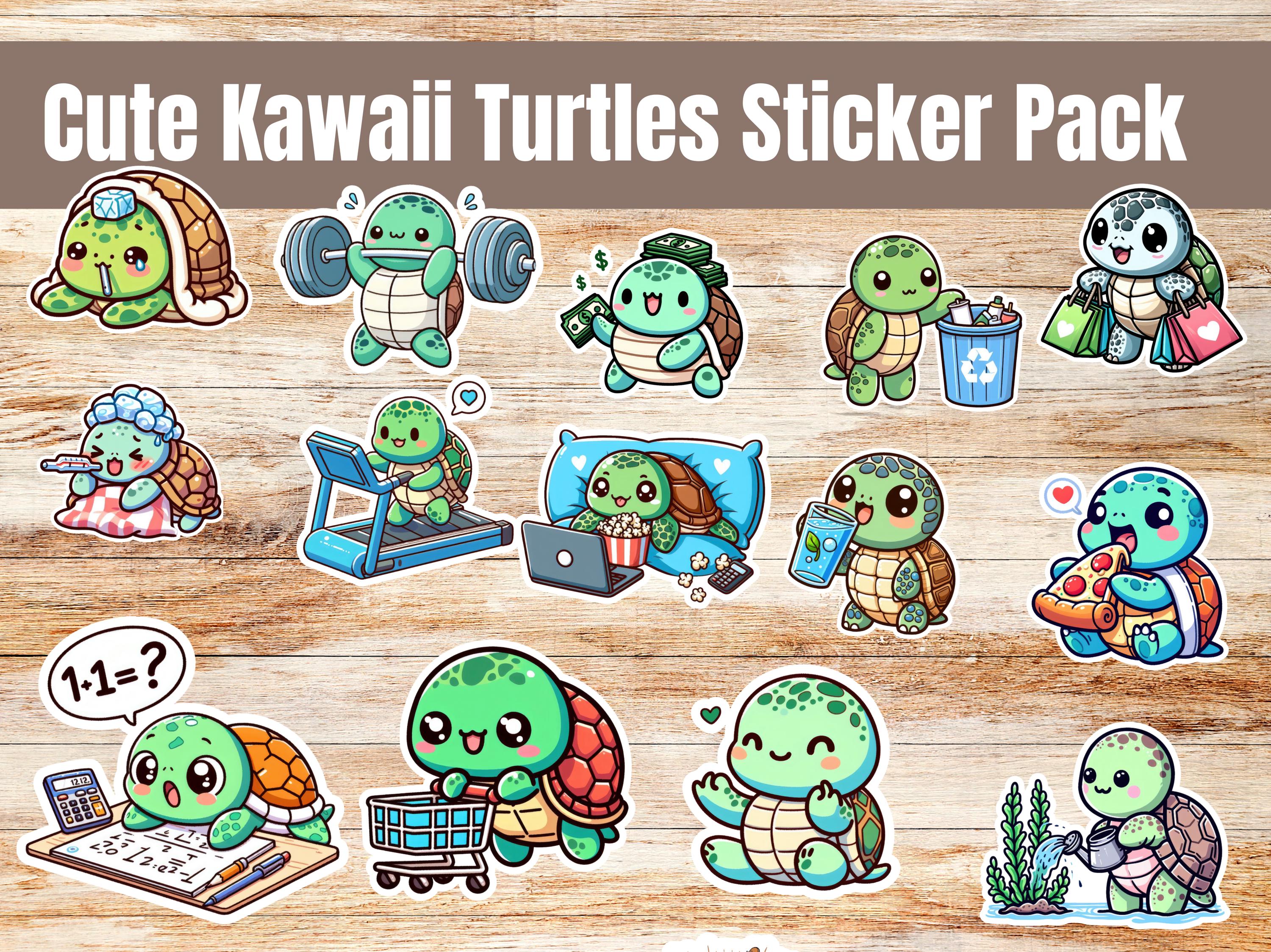 Printable Cute Kawaii Turtle Stickers Printable Turtles Journaling ...