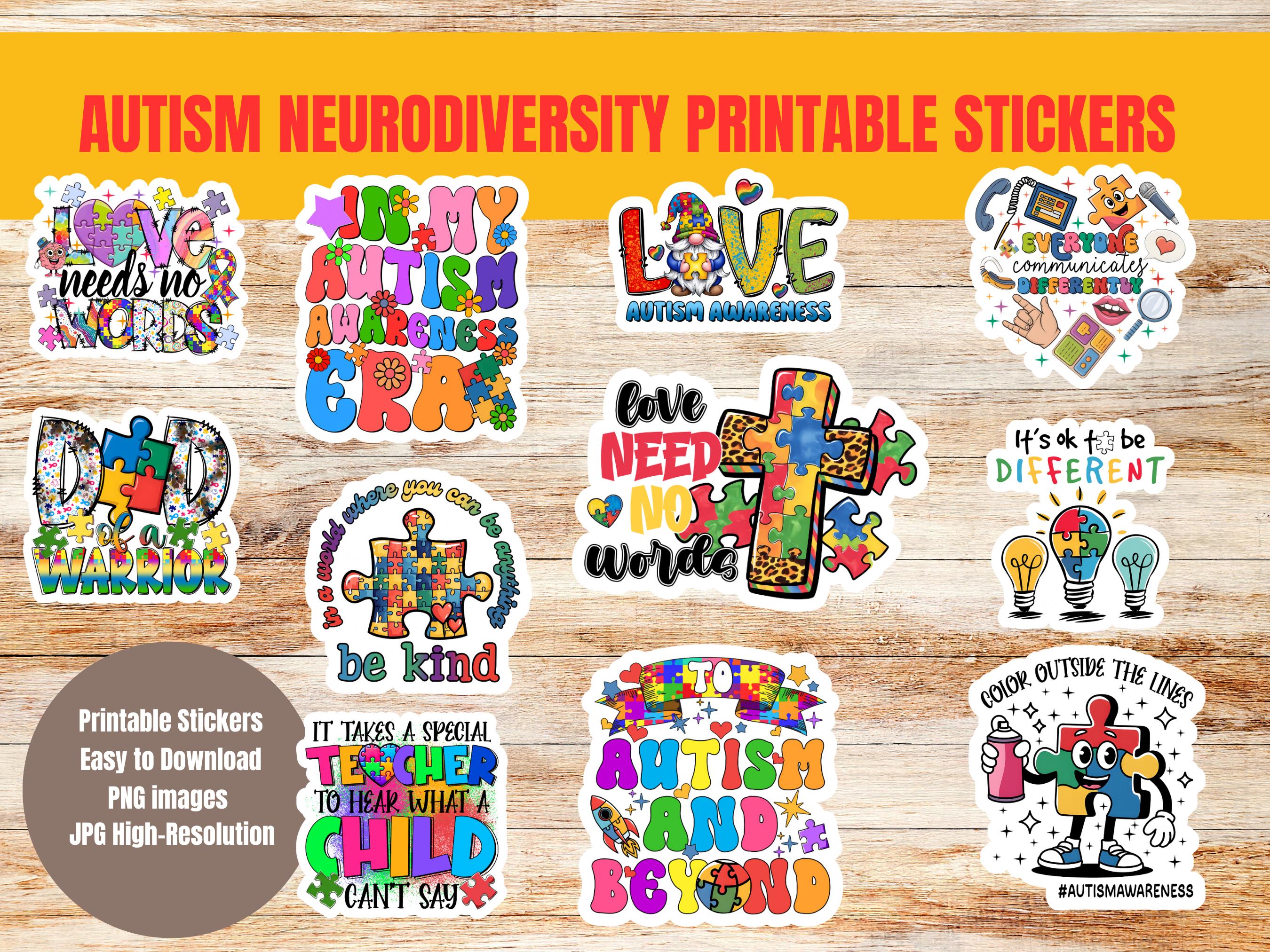 Autism Awareness Stickers, Printable Autism Sticker, Neurodiversity ...