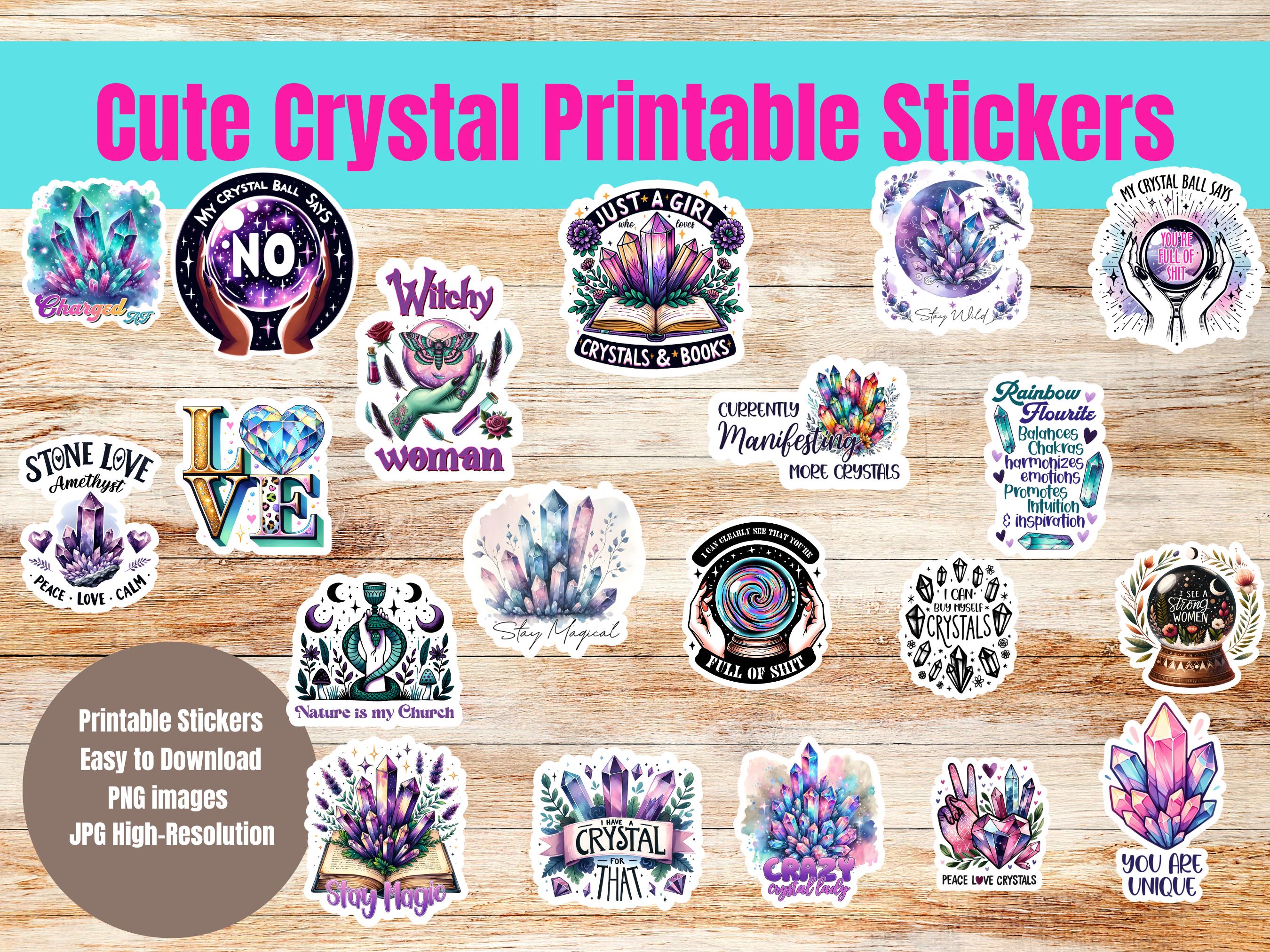 Printable Crystals Stickers, Mystical Stickers, Digital Download ...