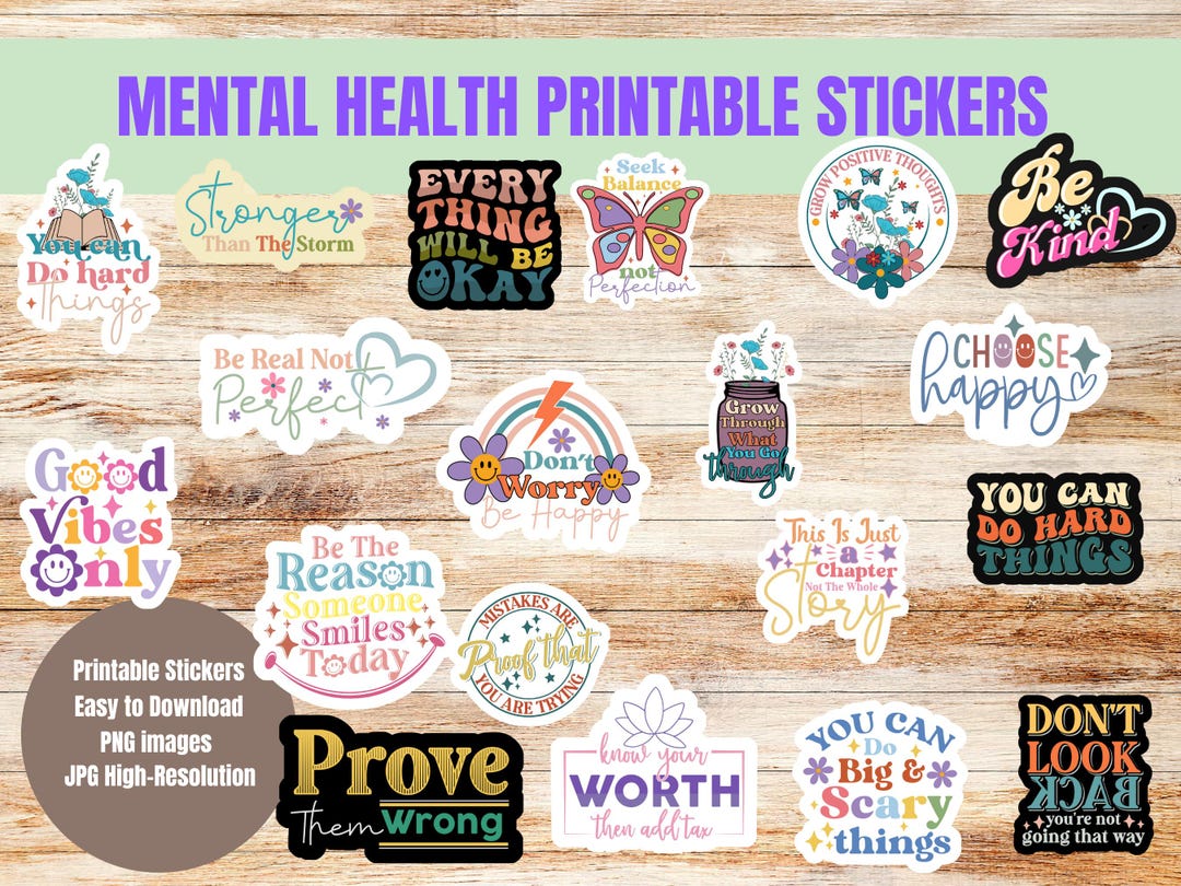 Positive Affirmation Stickers, Mental Health Printable (PNG for Cricut ...