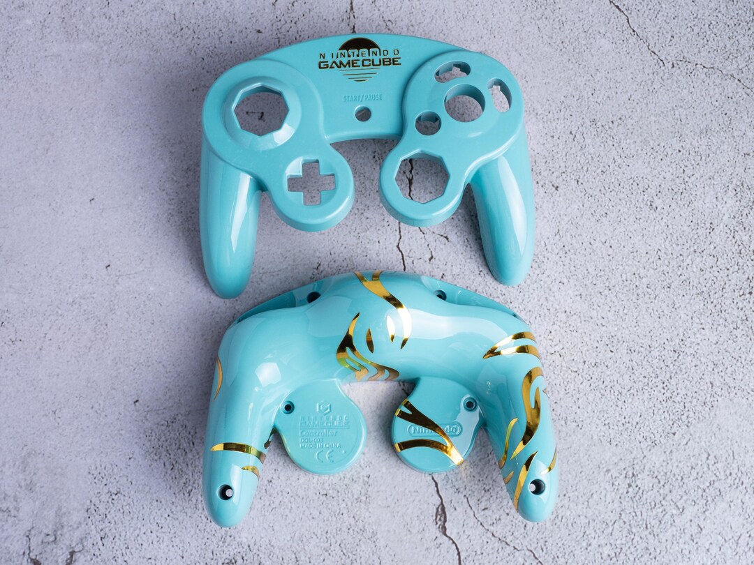 Custom Gamecube Controller Shells: Glossy Teal & Gold (OEM) - Etsy