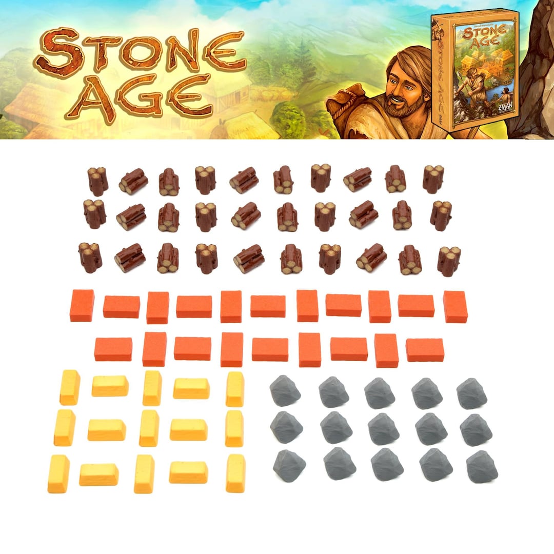 Stone Age Board Game Resource Upgrade Set: Wood, Bricks, Stone, Gold - Etsy