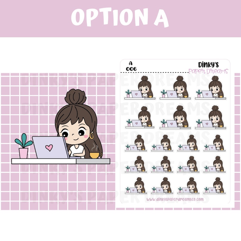 Working Character Planner Sticker for Journaling Working Chibi Sticker ...