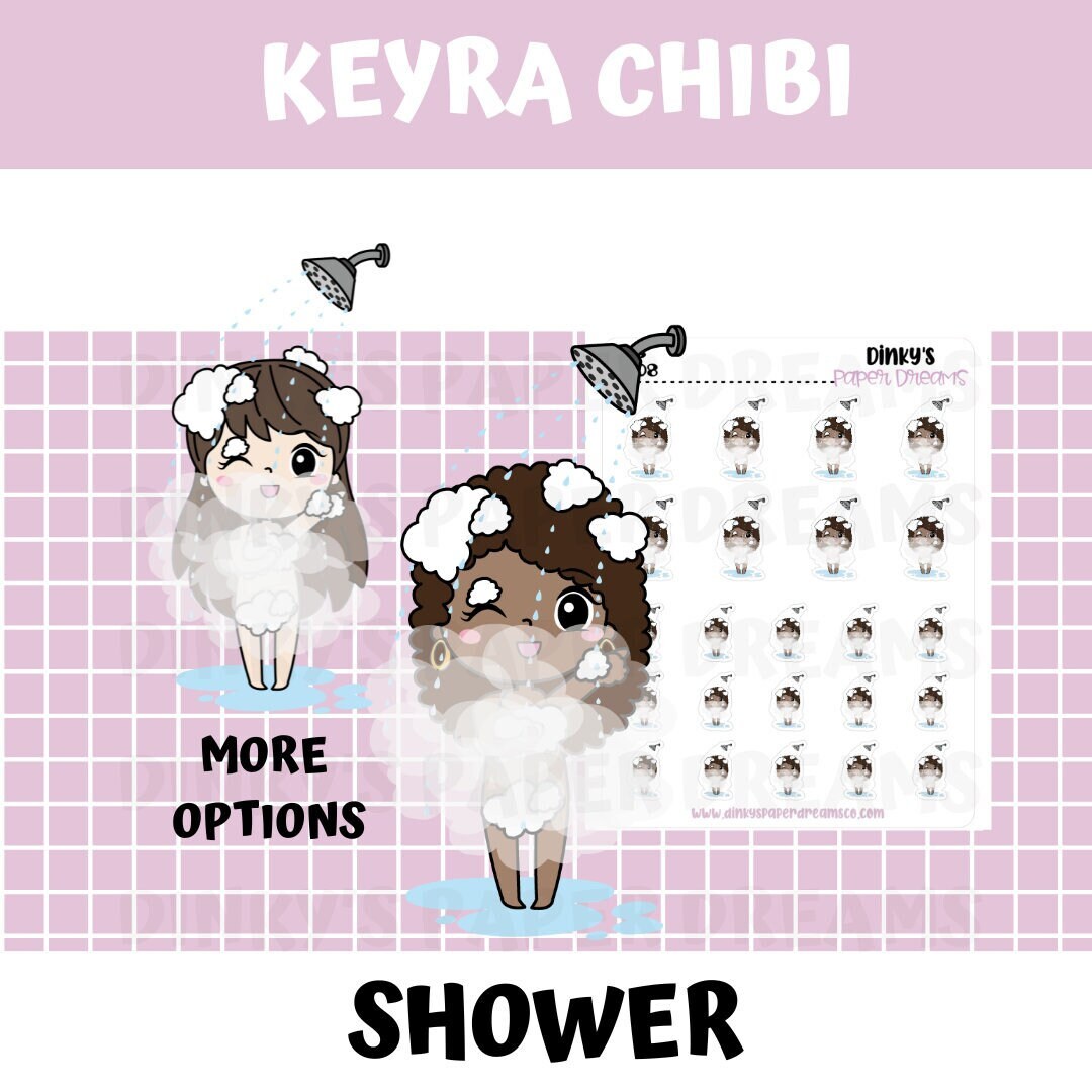 DG 008 | Shower Time Character Planner Sticker for Journaling Shower ...