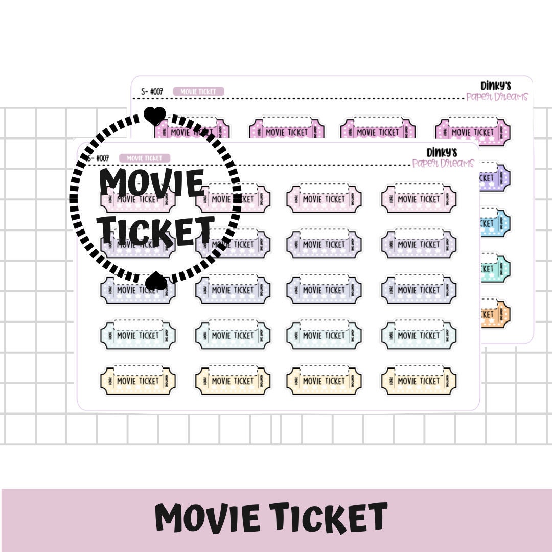 Movie Sticker | Movie Planner Stickers | Movie Ticket Sticker | Planner ...