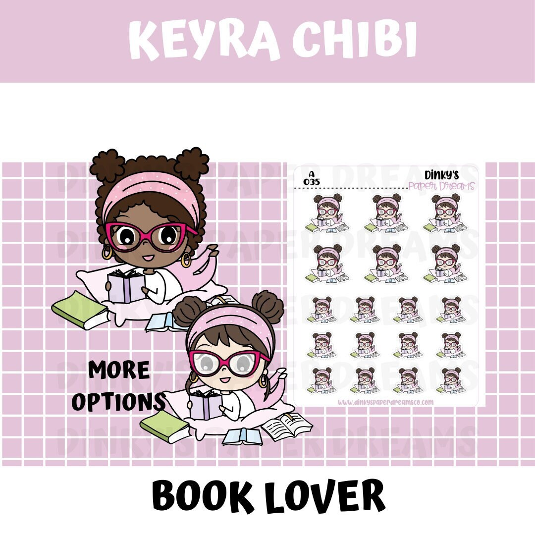 Book Lover Stickers Bullet Journal Stickers Cute Chibi Planner Stickers
