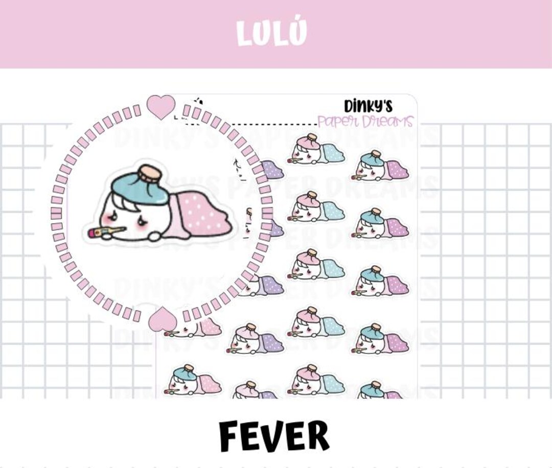 Fever Sticker Sheet | Kawaii Sick Day Planner Stickers | Cute Unwell ...