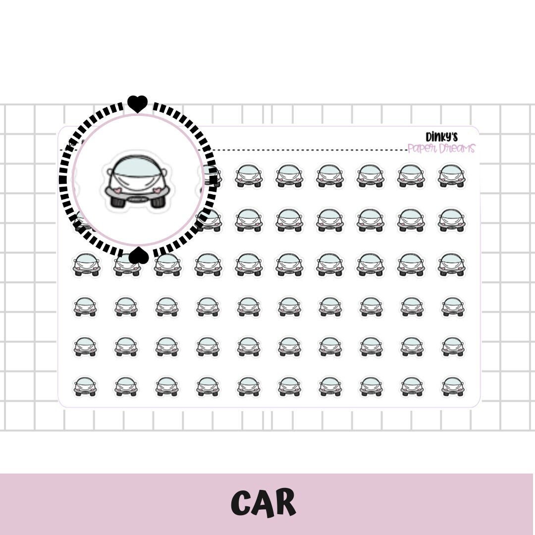 Cute Doodle Car Icon Sticker Sheet Car Planner Sticker - Etsy