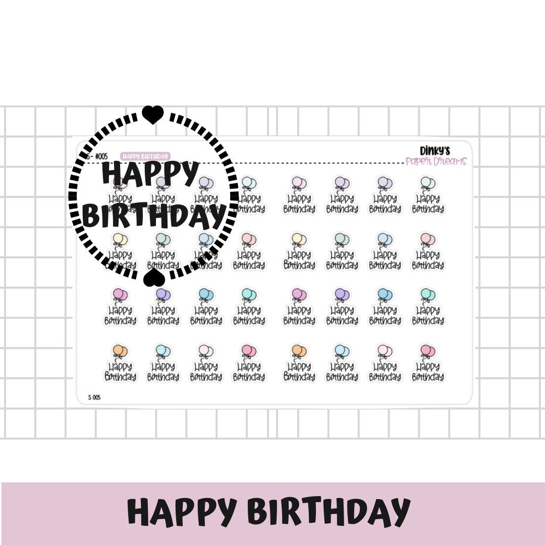 Happy Birthday Sticker | Happy Birthday Planner Stickers | Happy ...