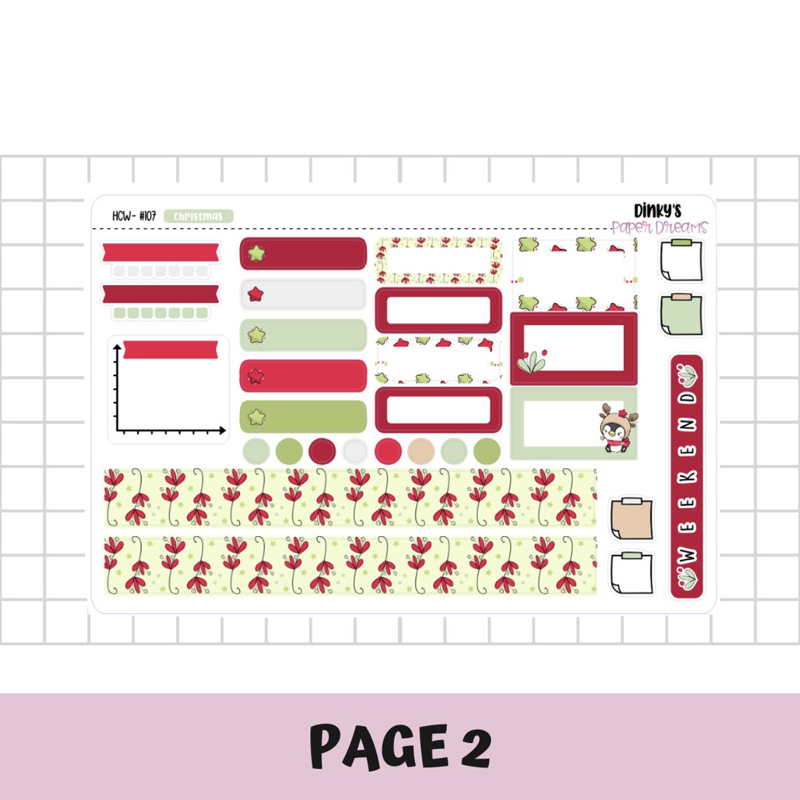 Christmas Sticker Kit Hobonichi Cousin Weekly Kit Cute Hobonichi Cousin ...