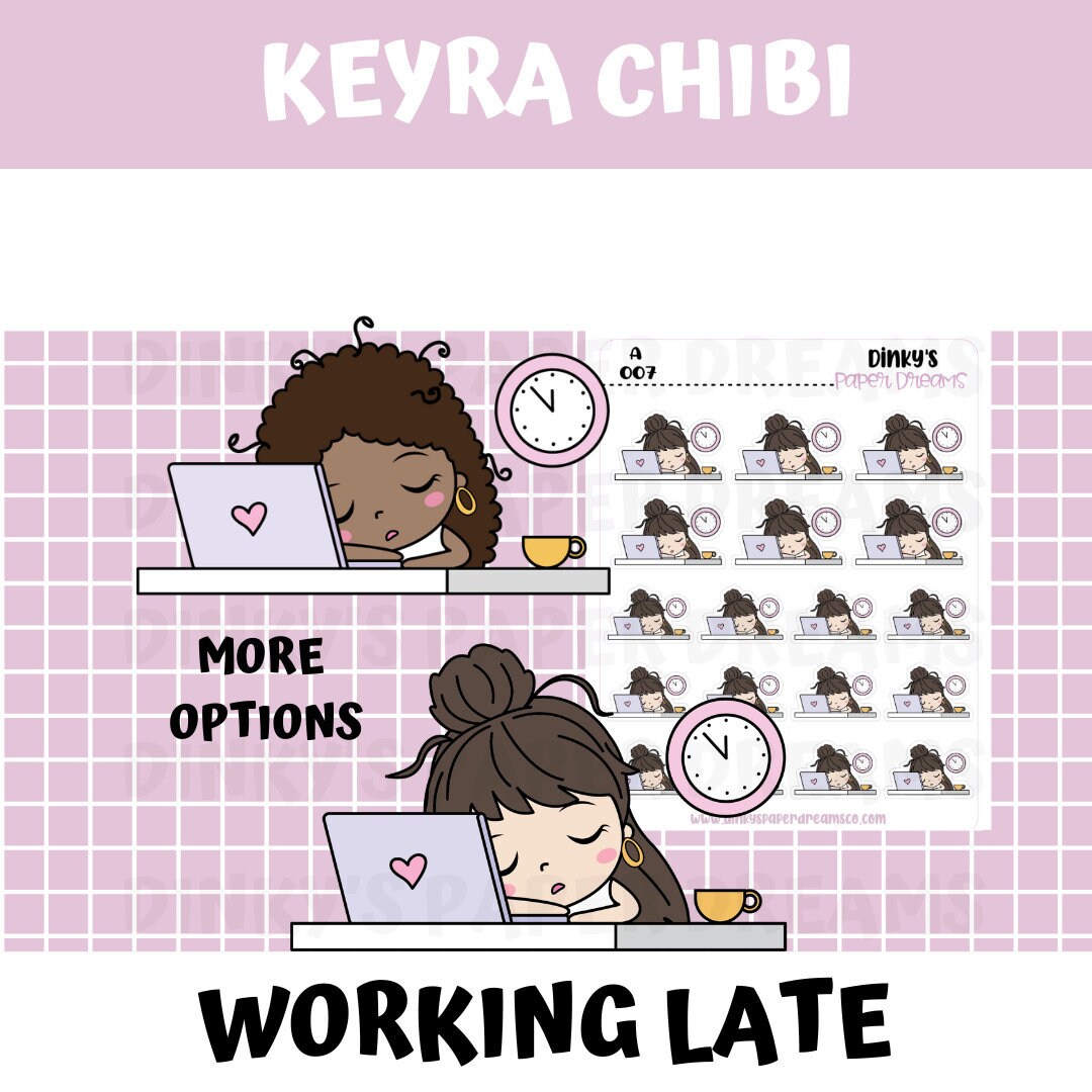 DDG 007 Working Late Chibi Sticker Working Late Sticker - Etsy