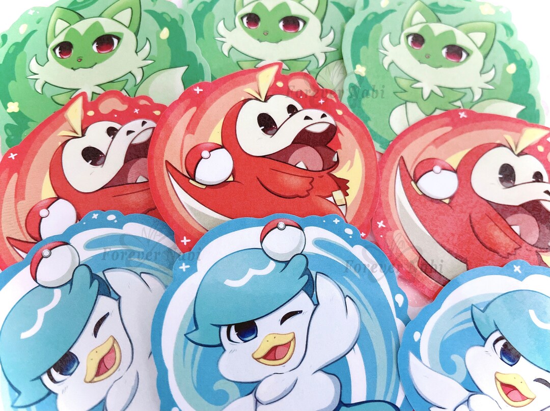 Fuecoco Sprigatito Quaxly Vinyl Stickers | Holographic, Glossy Stickers - Etsy