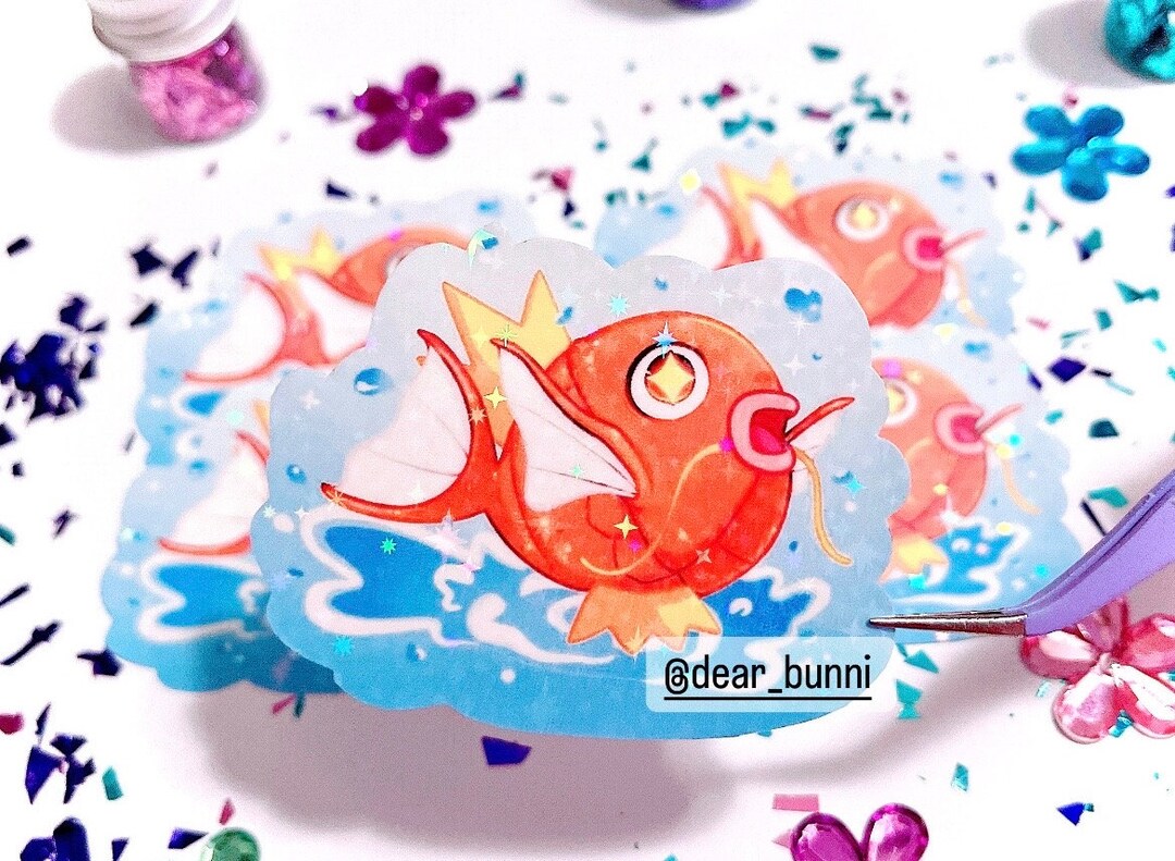 Magical Karp Splash Magikarp Pokémon Sticker Handmade Cute, Waterproof ...