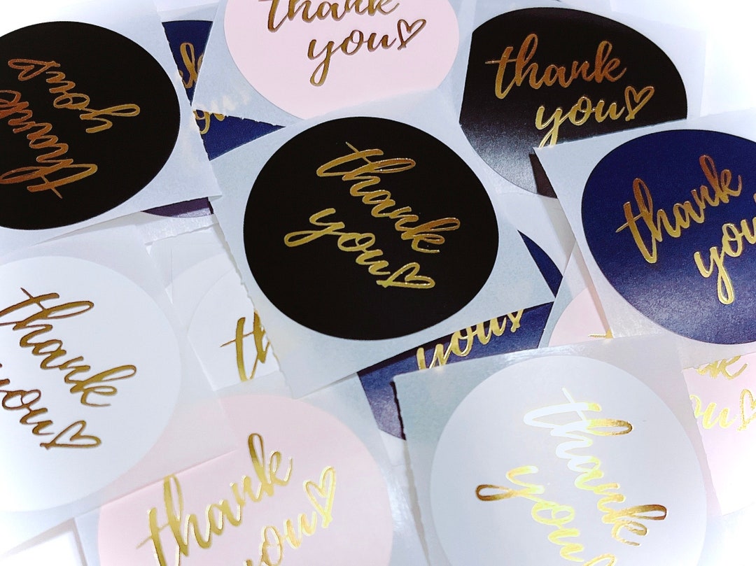 Round Thank You Stickers Pack Gold Holographic Stickers, Gifts and ...