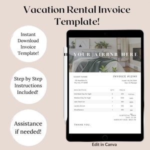 Customizable Airbnb Invoice Template, Informational Printable for VRBO ...