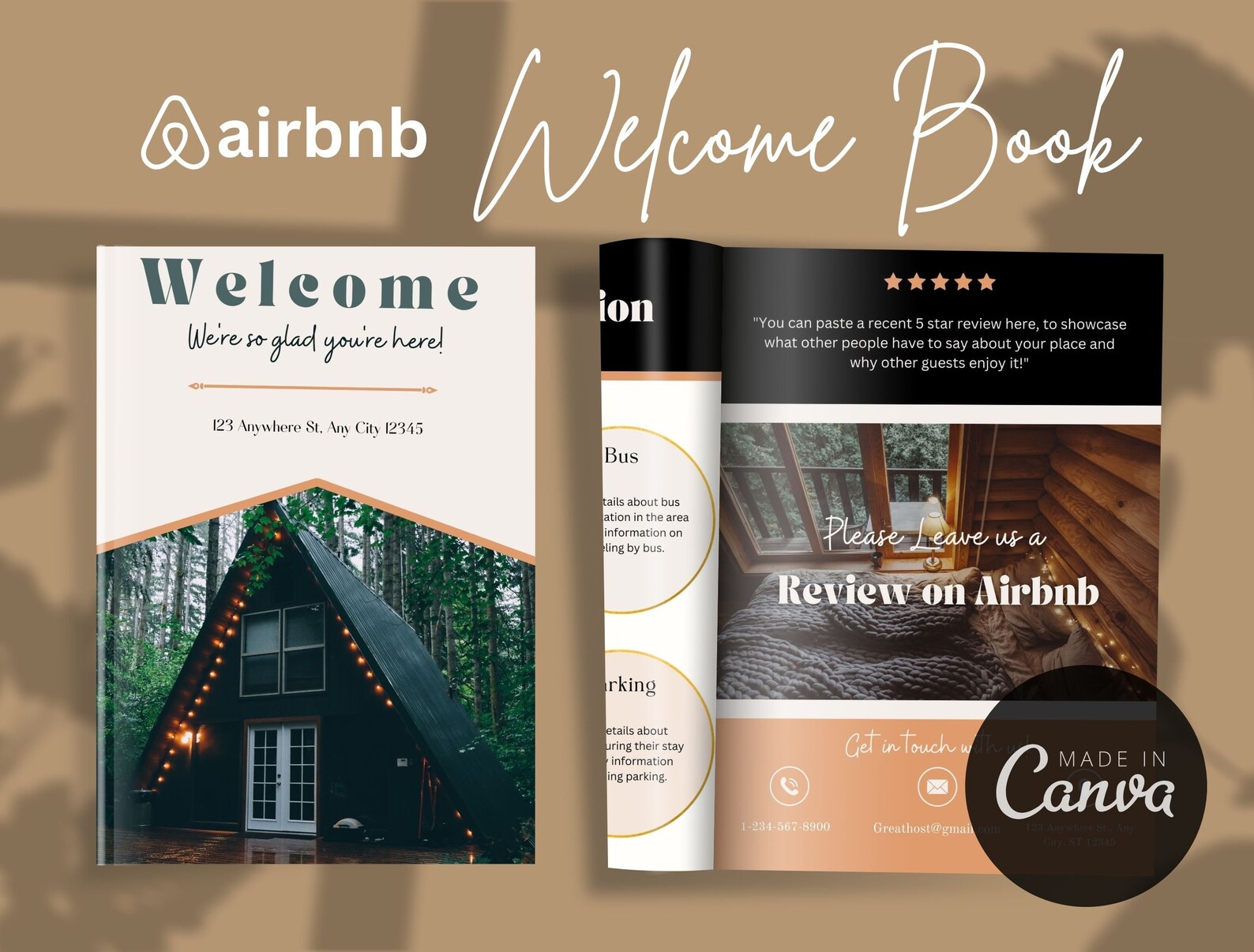 Airbnb Welcome Book Template, Customizable VRBO Pamphlet, Editable ...
