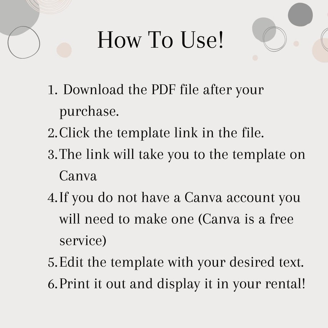 Customizable Airbnb Invoice Template, Informational Printable for VRBO ...