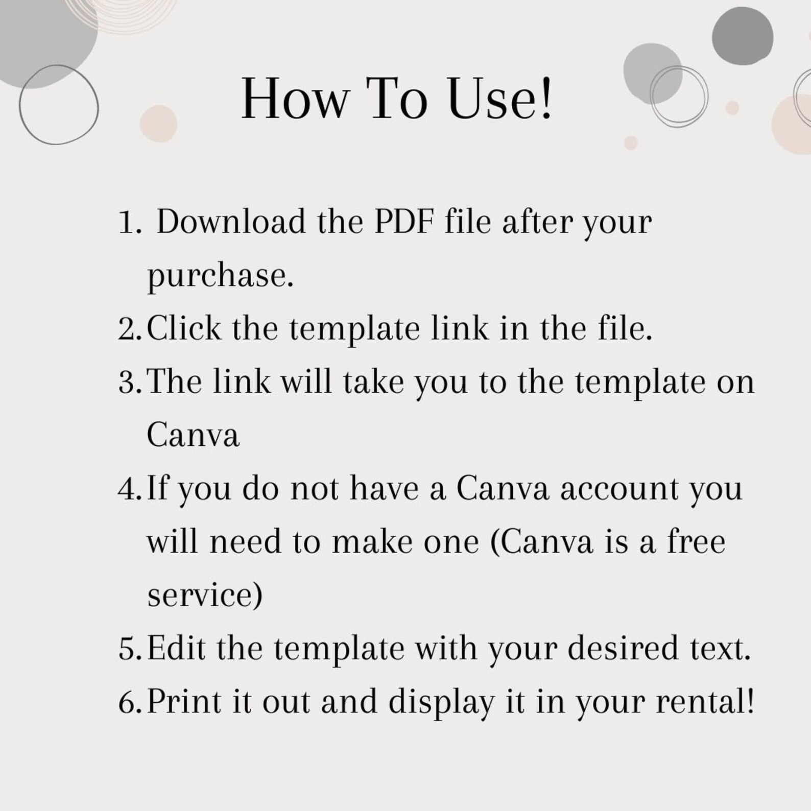 Customizable Airbnb Invoice Template, Informational Printable for VRBO ...