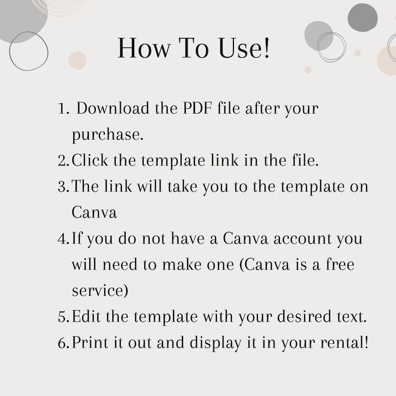 Customizable Airbnb Invoice Template, Informational Printable for VRBO ...