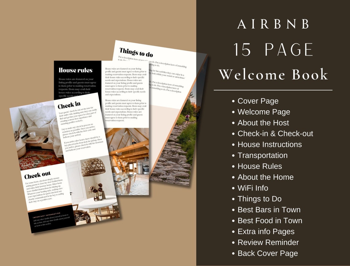 Airbnb Welcome Book Template, Customizable VRBO Pamphlet, Editable ...