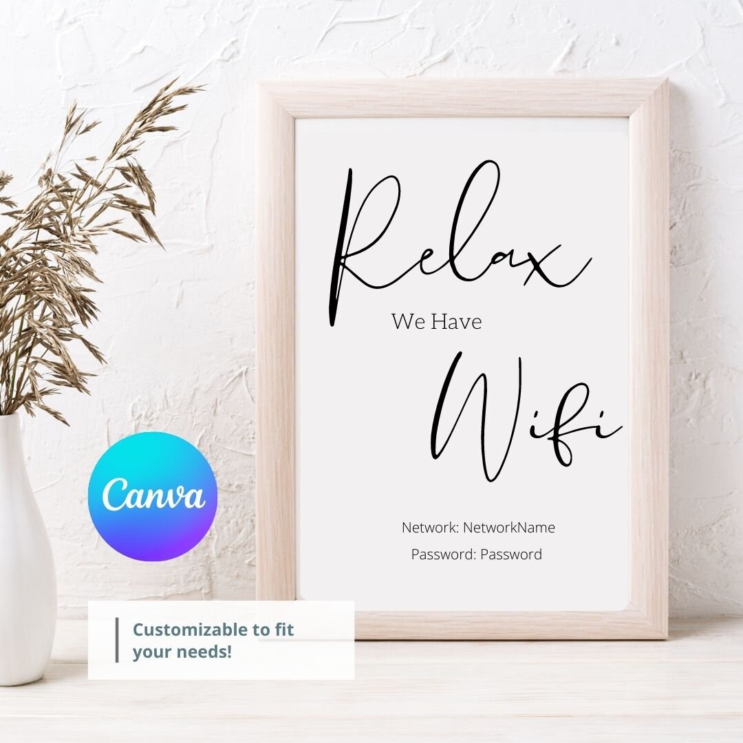 Airbnb Wifi Sign Template Bundle, Customizable VRBO Signs, Editable ...