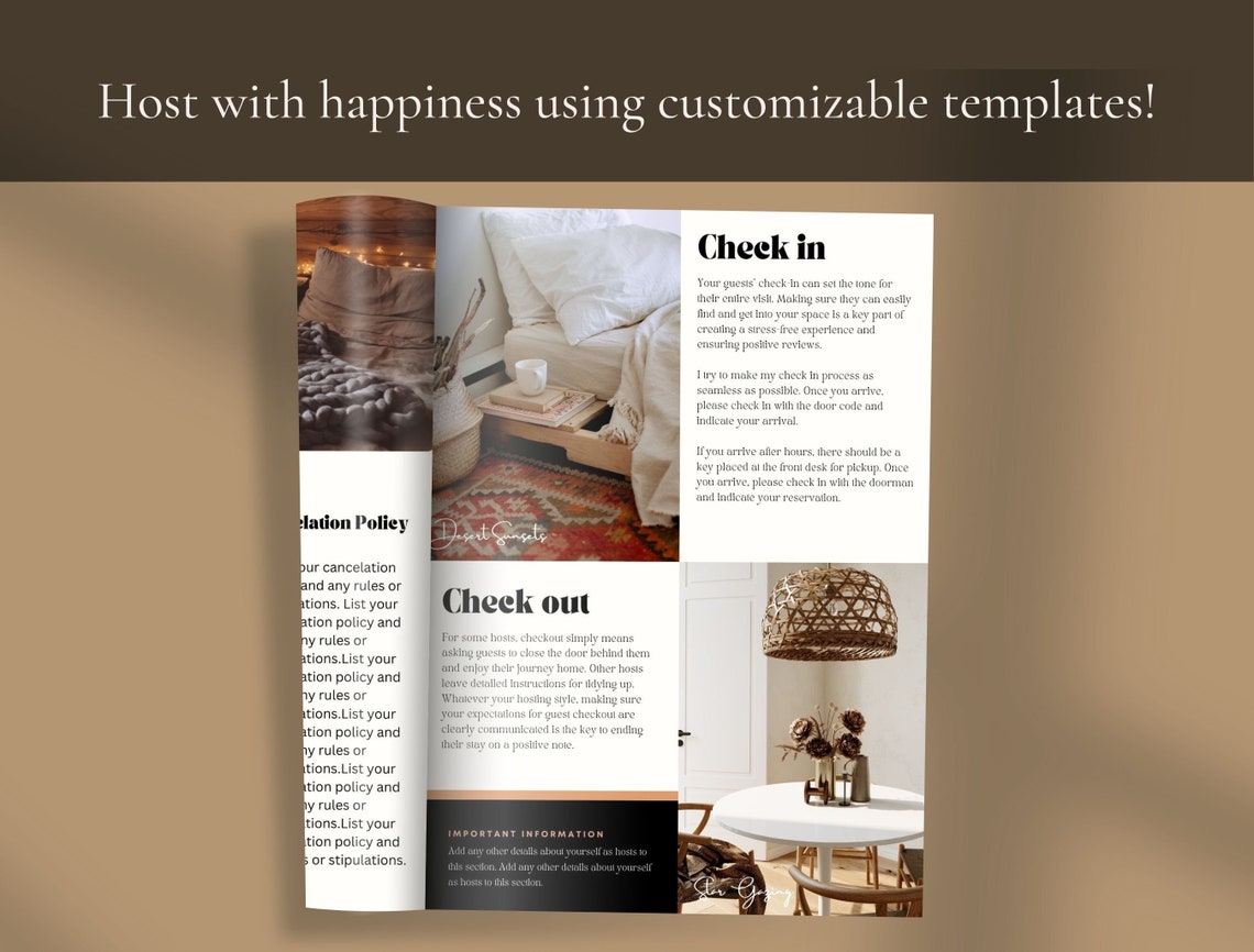 Airbnb Welcome Book Template, Customizable VRBO Pamphlet, Editable ...