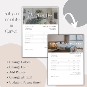 Customizable Airbnb Invoice Template, Informational Printable for VRBO ...