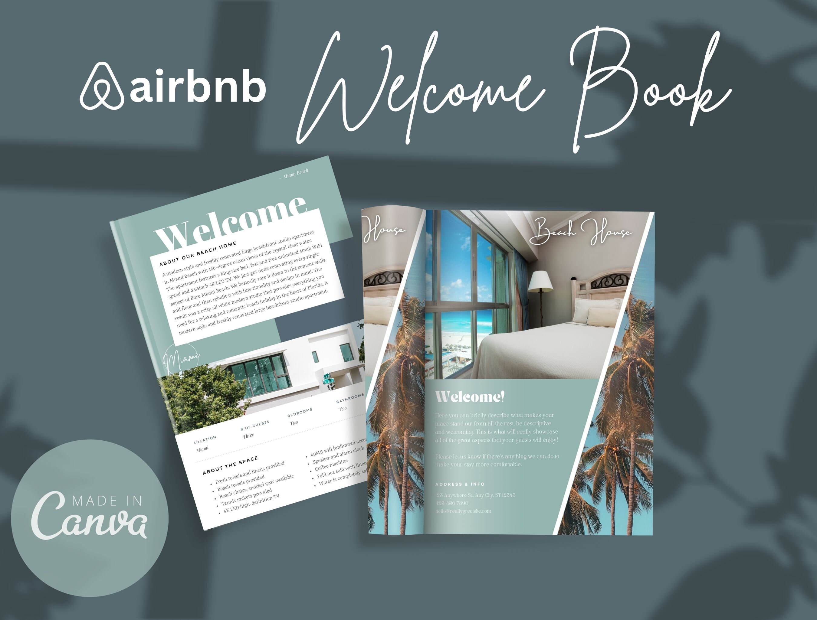 Airbnb Welcome Book Template, Customizable VRBO Pamphlet, Editable ...
