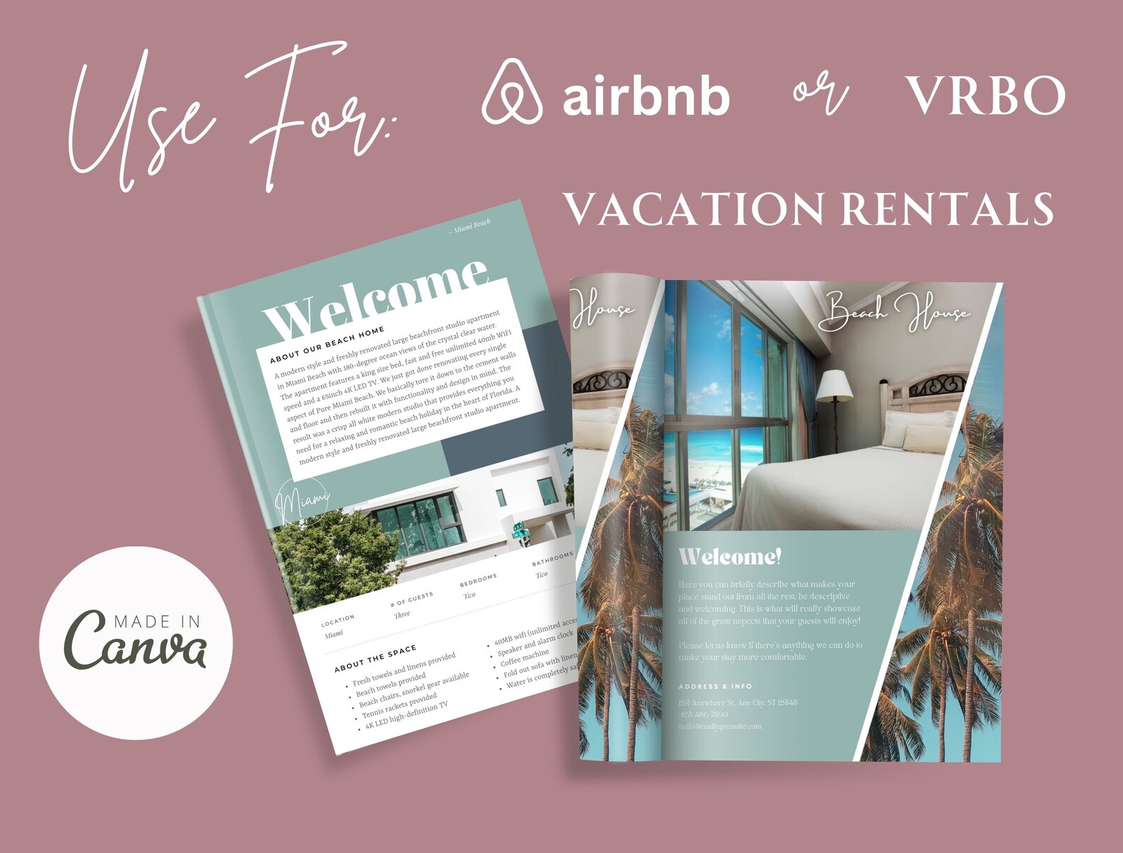 Airbnb Welcome Book Template, Customizable VRBO Pamphlet, Editable ...
