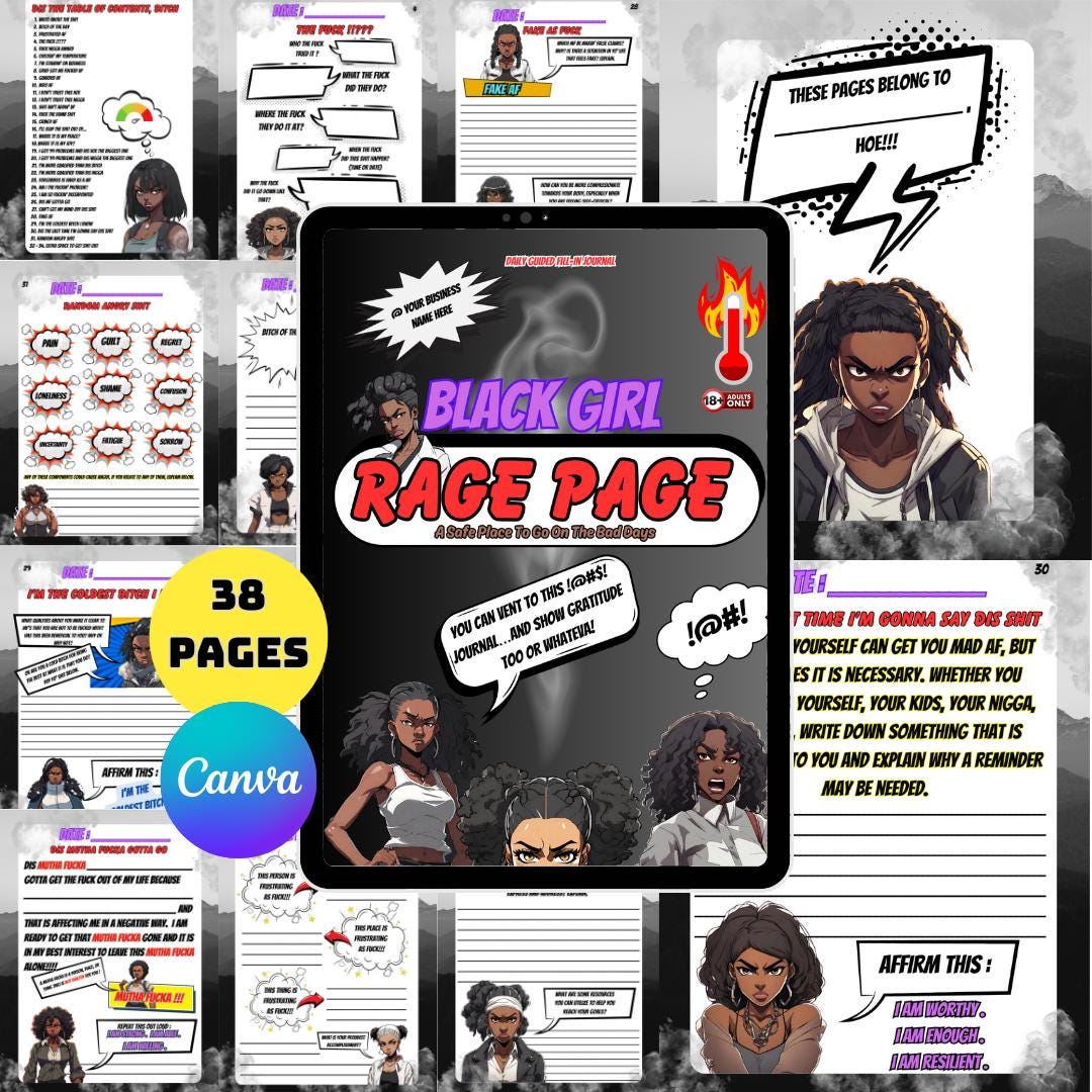 Black Girl Rage Page PLR Journal | Digi Journal | Journal Template ...