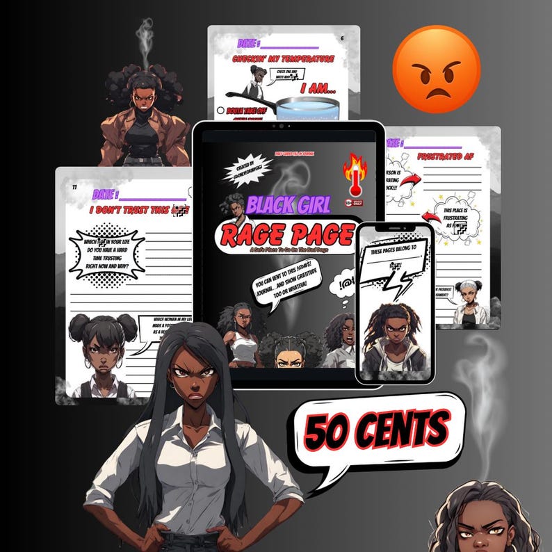 Black Girl RAGE PAGE | Daily Guided Fill-in Digital Journal | Gratitude ...