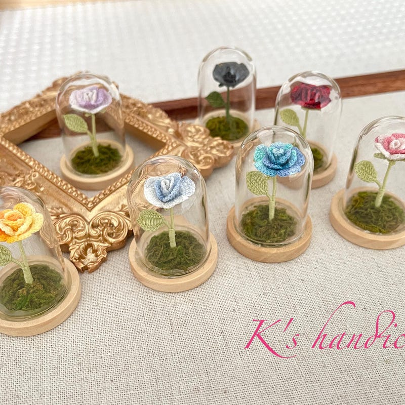 Rose in Glass Dome - Etsy