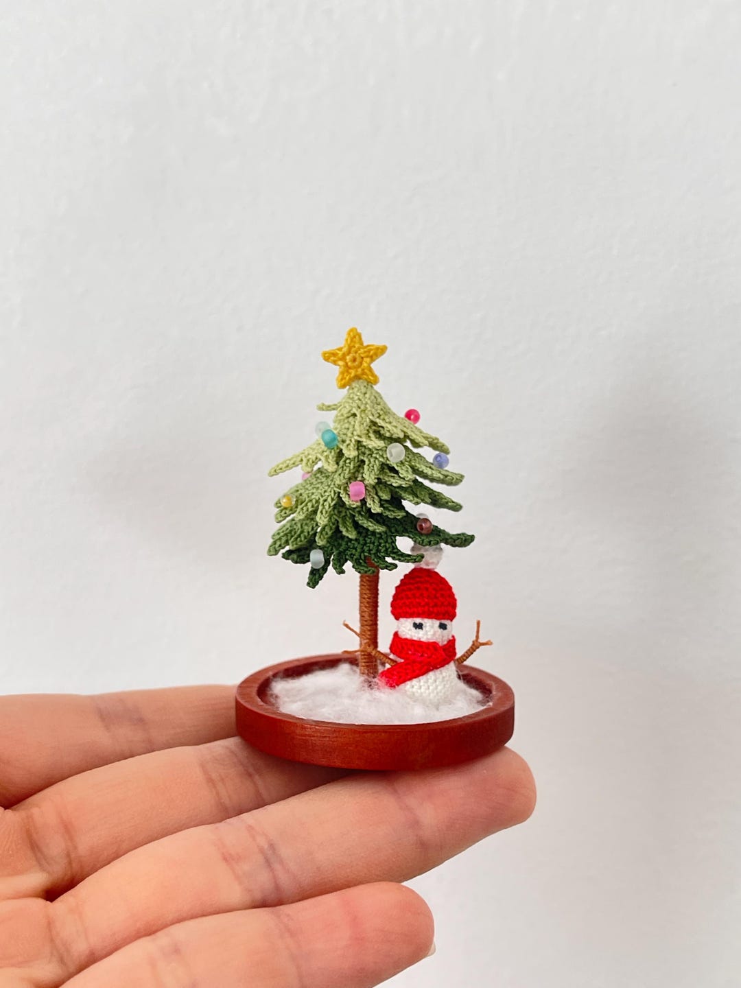 Micro Crochet Christmas Tree and Snowman Dome Decor - Unique & Elegant ...