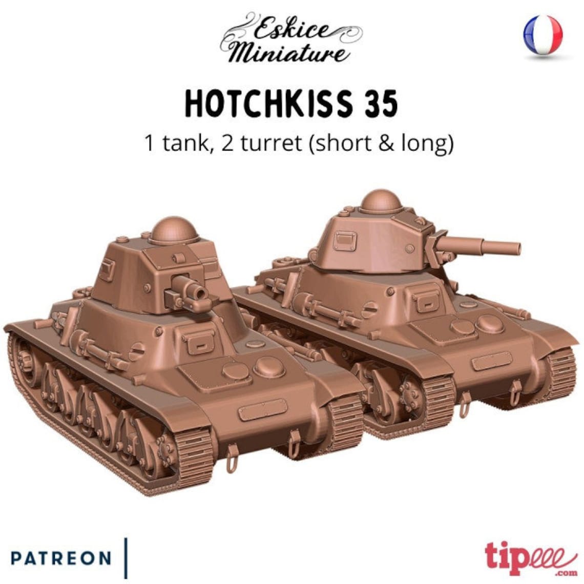 WWII French Hotchkiss H35 Tank Various Scales Historical Wargaming (US ...