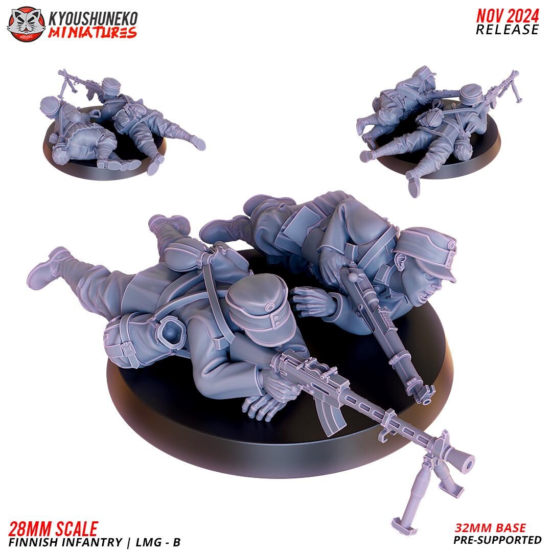 WWII Finnish LMG Team (2 Models) Standing or Prone Various Scales ...