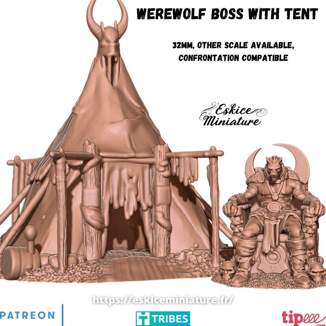 Fantasy Wargaming Werewolf Boss With Tent Various Scales (US Tariffs ...